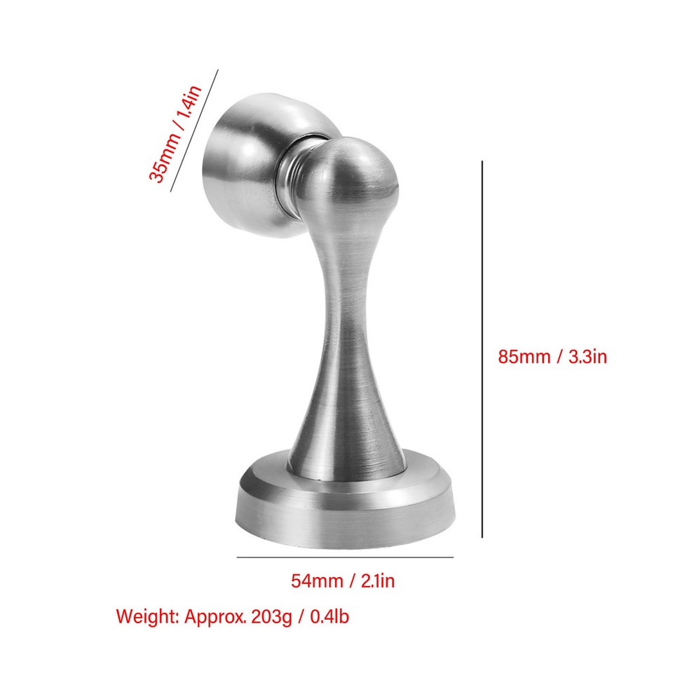 2x Door Stopper Rustproof Stainless Steel Door Stop Strong Magnetic Low ...
