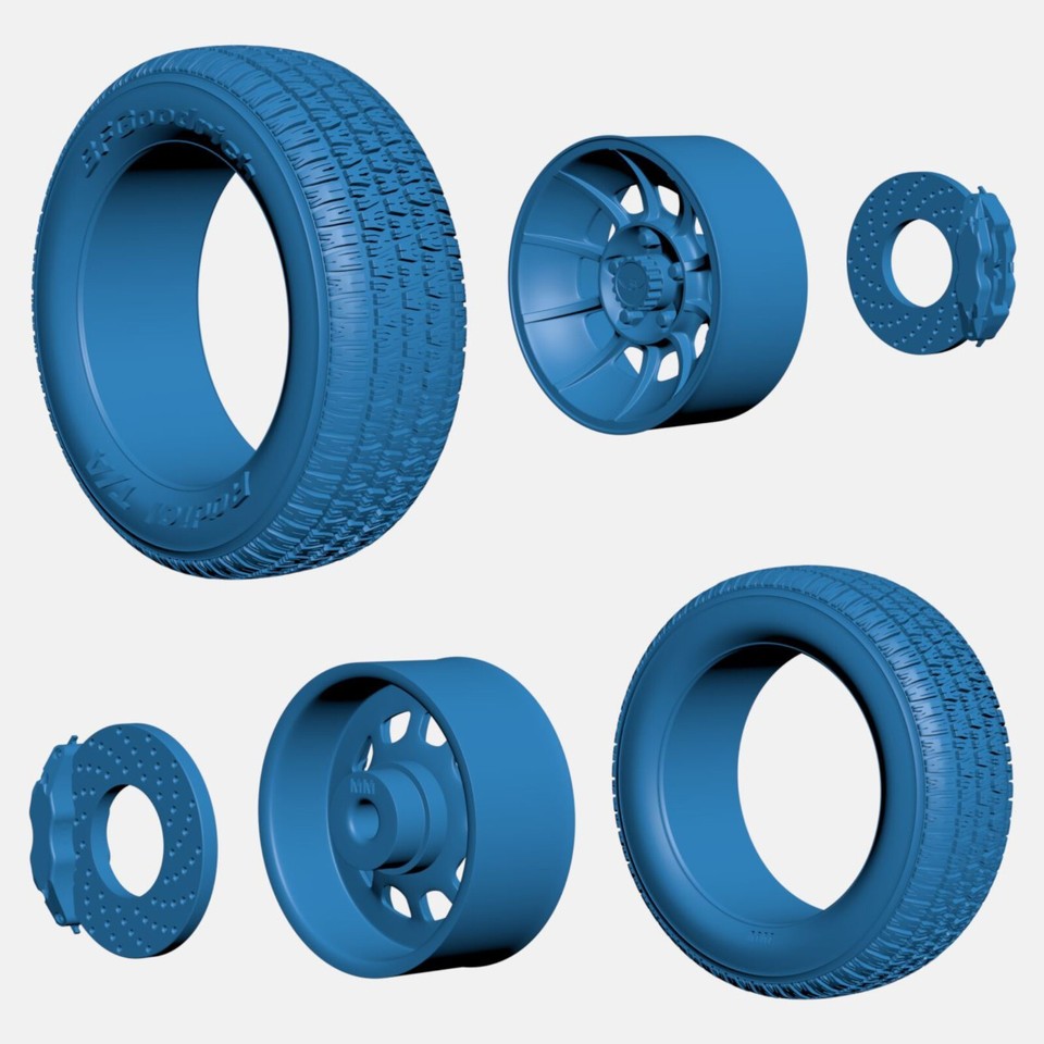 1/24 Resin 15 inch American Racing Vector Wheels, BFGoodrich Radial T/A ...