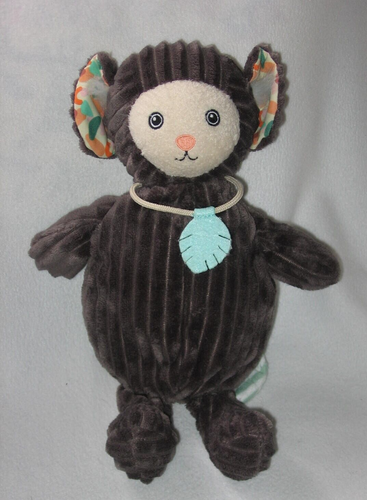 Les Deglingos Marmoset Monkey Plush Lovey Toy Ribbed Gray Corduroy 13 ...