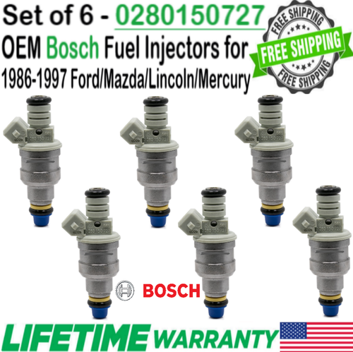 #0280150727 Genuine 6Pcs Bosch Fuel Injectors For 1991, 1995 Ford F-150 ...