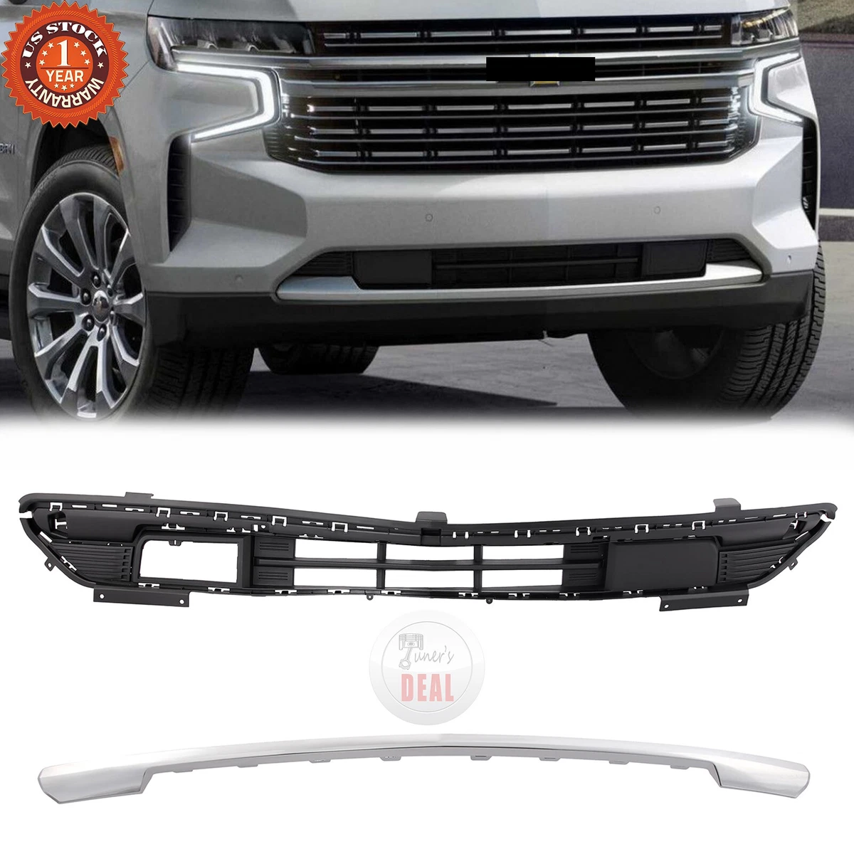 2023 Suburban Front Grille Black Chevrolet Script Logo RZB