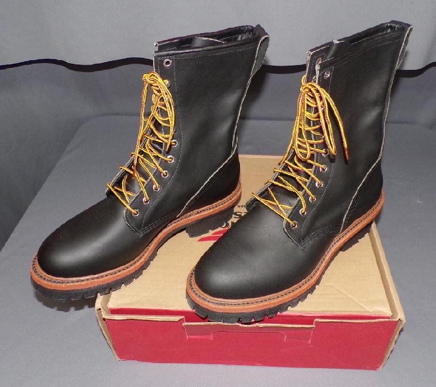 Red Wing 218 MOTOR CYCLE Black Logger Boots Multiple Sizes NFPA ...