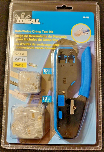 Ideal Terminal Crimp Tool Kit for Cat3/5e/6 + 10ea RJ11, RJ45 jacks #33 ...