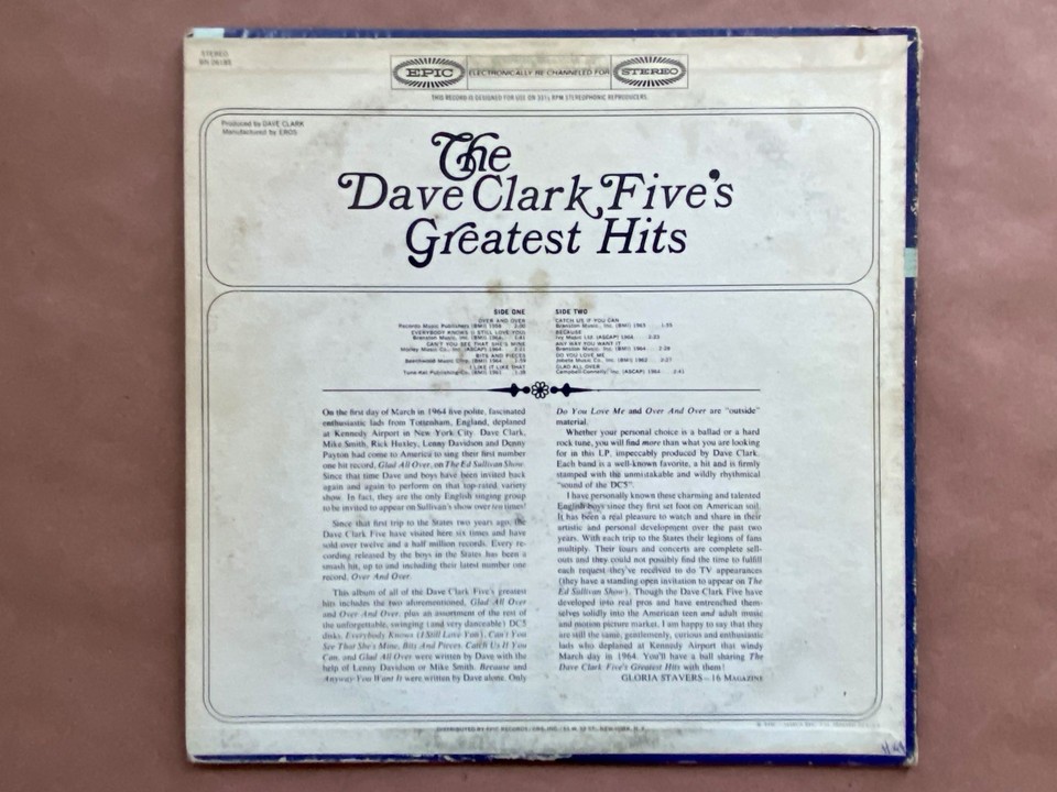 DAVE CLARK FIVE Greatest Hits • 1966 Epic Records MONO Vinyl LP • VG+ ...