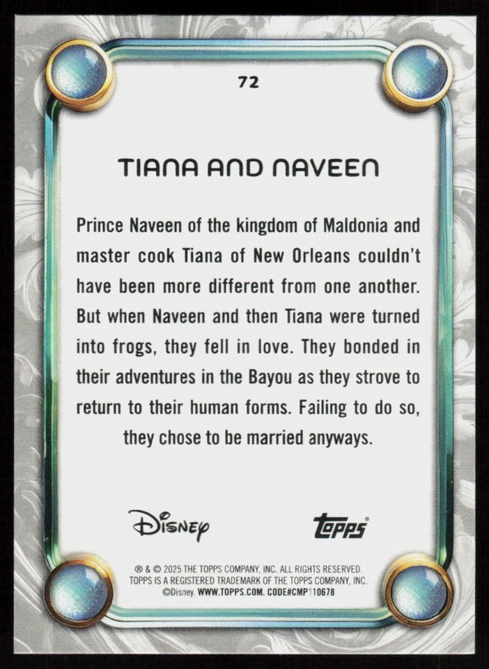 2025 Topps Disney Wonder Tier 1 Base #72 Tiana & Naveen The Princess ...