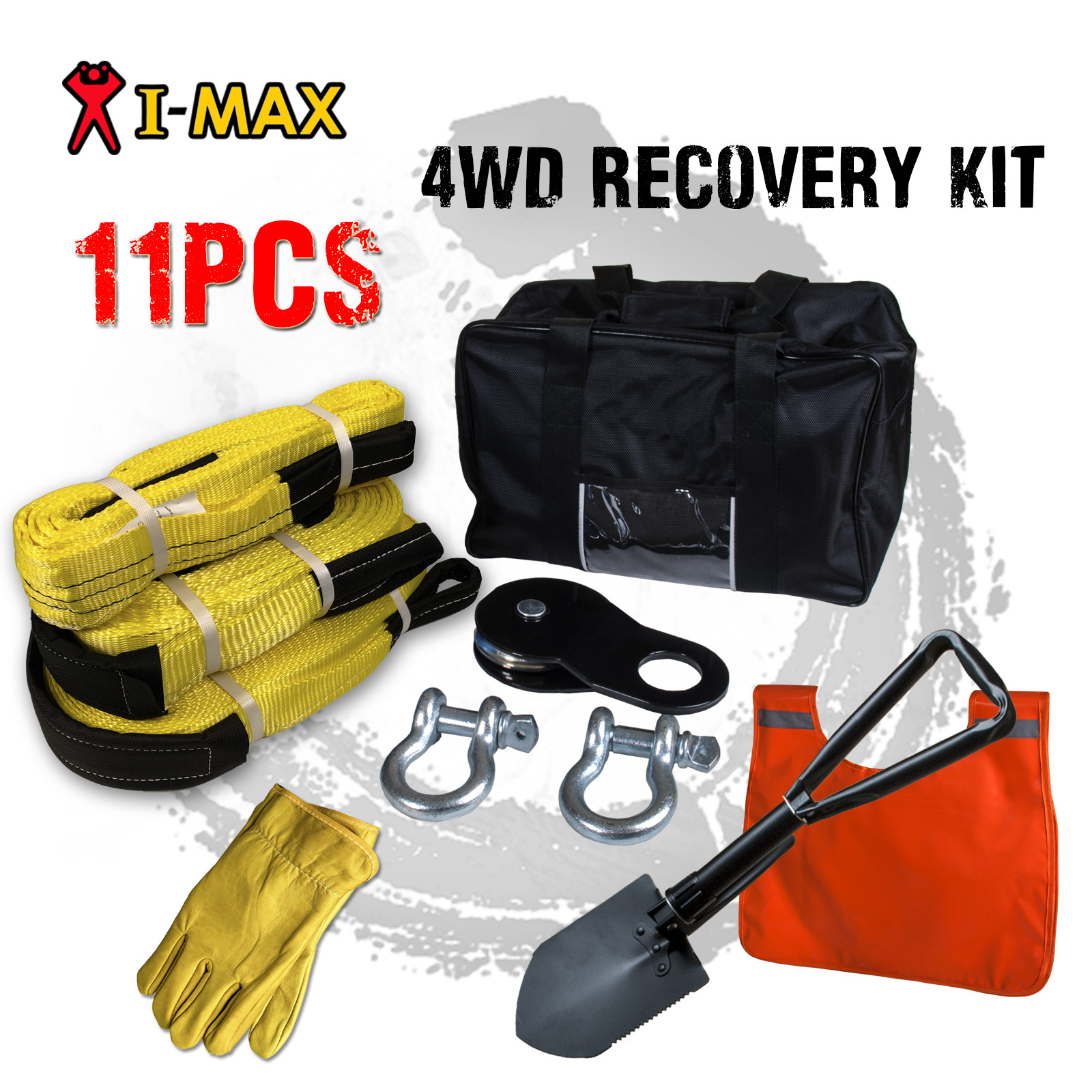 4WD 4X4 Winch Recovery Kit Snatch Straps Bow Shackles Pulley Block ...