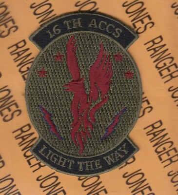 USAF 16th ACCS Airrbone Command & Control Sqdn 3.5" OD green pocket ...