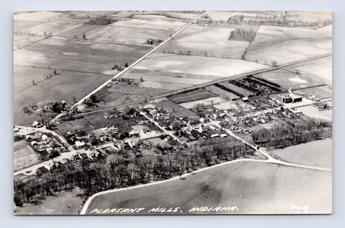 Pleasant Mills Indiana RPPC Adams County Vintage Aerial Photo Postcard ...