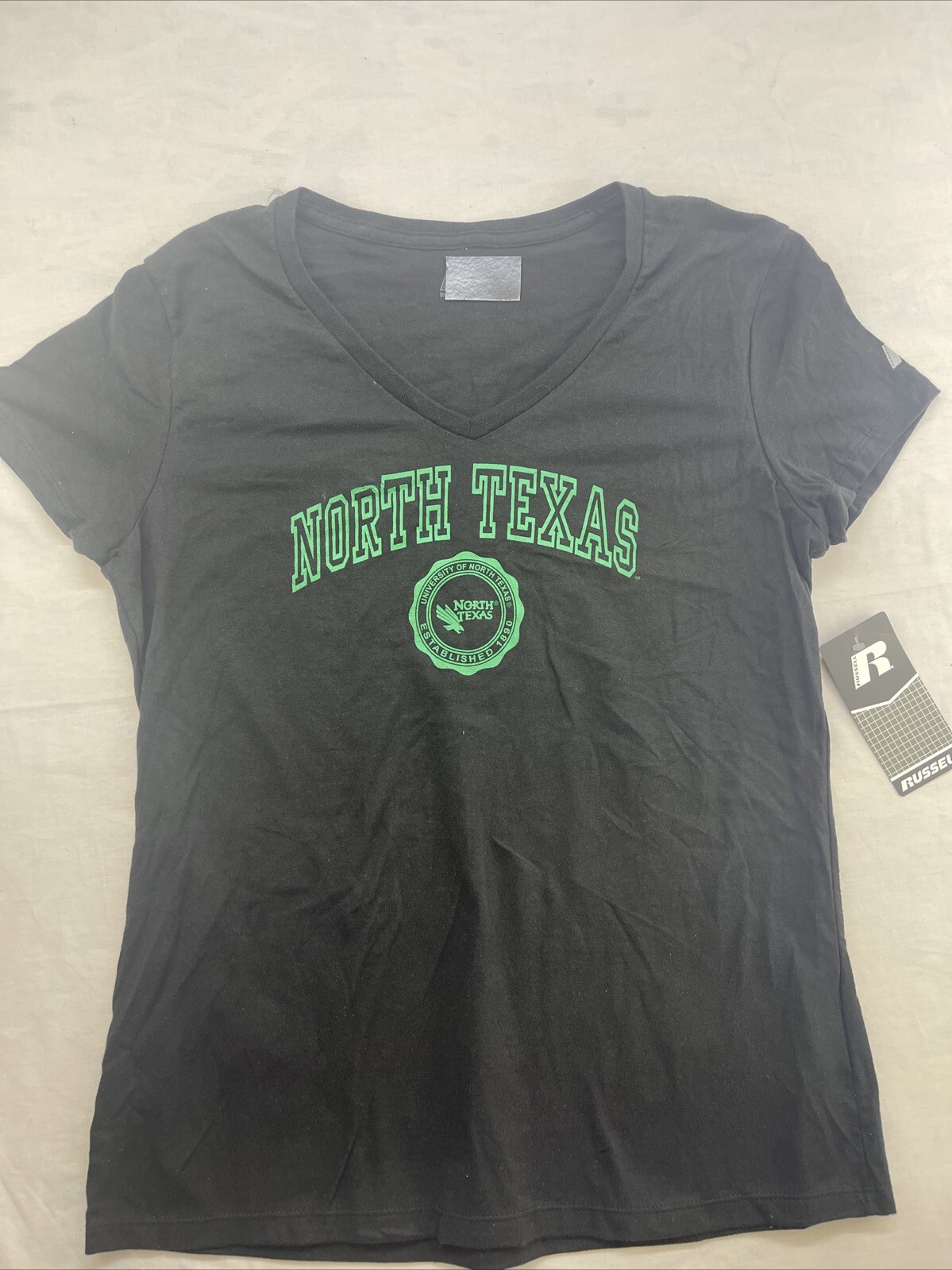 Univ of North Texas UNT Womens Black Russell Athletics V Neck Short ...