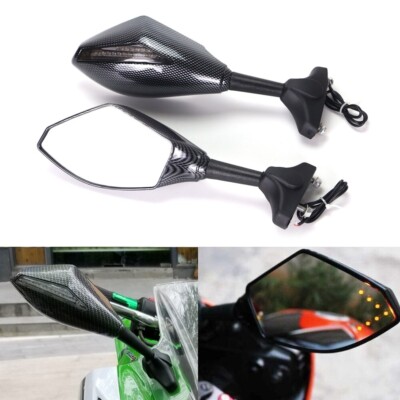 Rearview Mirrors With Turn Signal LED For Yamaha YZF R15 R25 R3 Carbon ...