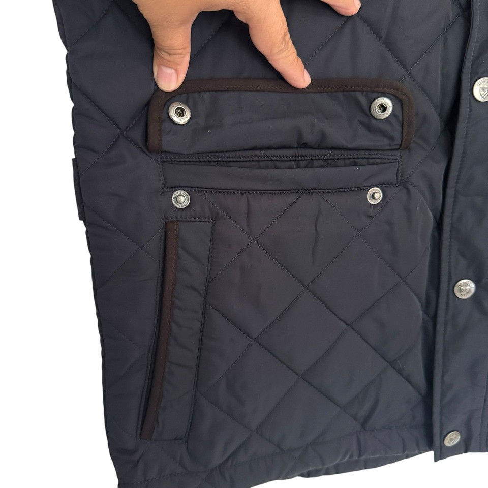 NWT Cremieux Men MEDIUM Vest Full Zip Snap Quilted Insulated Ethan Navy ...