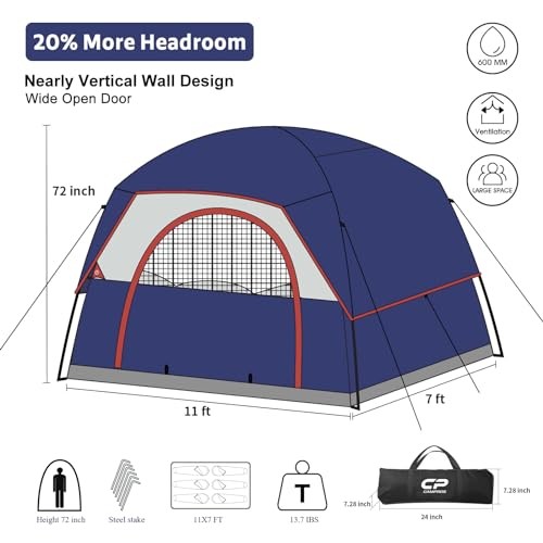 Tent 3/4/6/8 Person Camping Tents, Waterproof Windproof Family Dome ...