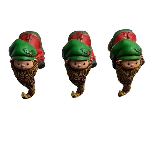 Elf long beard Holiday decor hallmark vintage green hat Lot of 3 | eBay