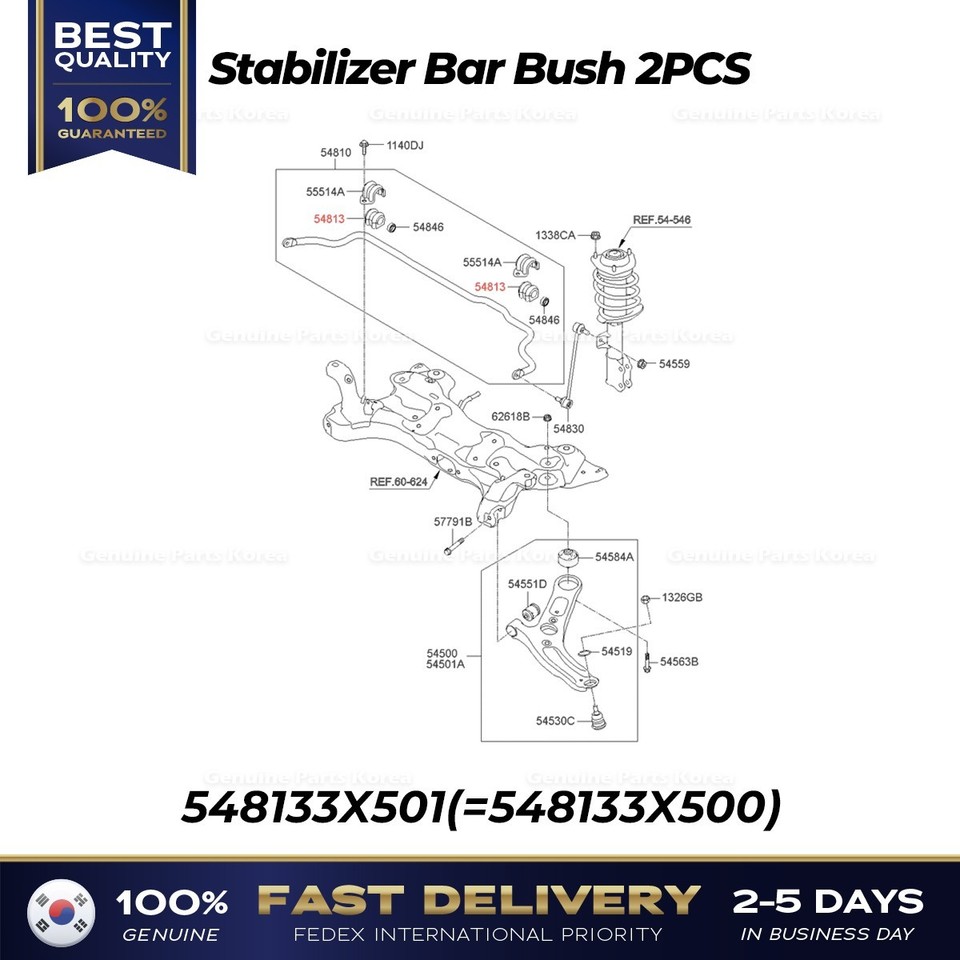 ⭐Genuine⭐ Stabilizer Bar Bush 2PCS 548133X501 for Hyundai Accent ...