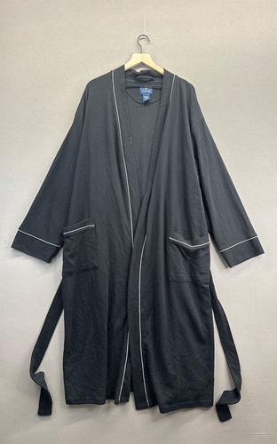 Stafford Womens Black Sleepwear Robe Drawstring Long Sleeve One Size ...
