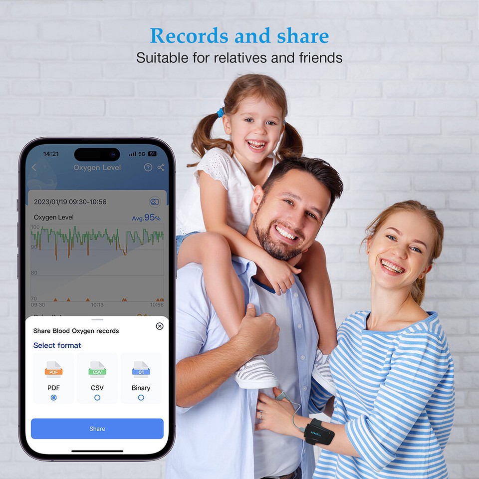 Wellue O2 Max with O2 Ring Probe 72 Hours Continuous Pulse Oximeter ...