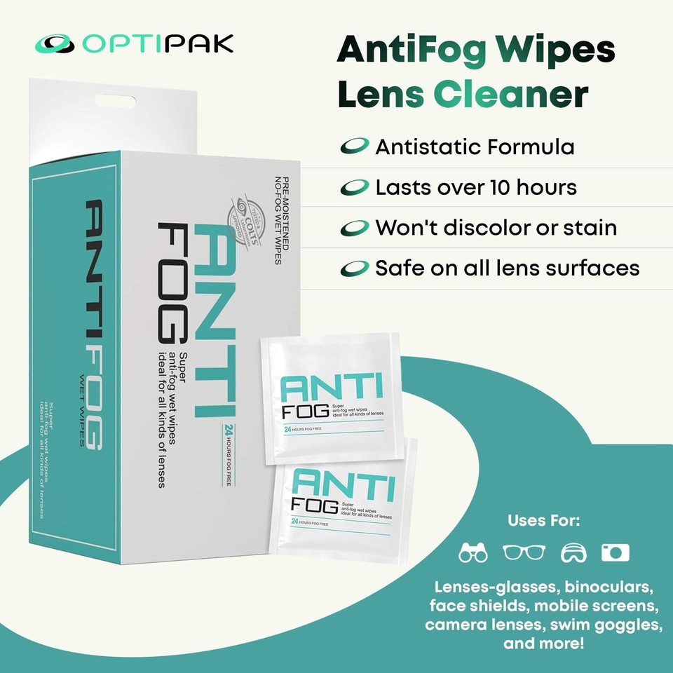 OPTIPAK Anti-Fog Lens Wipes – Pre-Moistened Individually Wrapped for Eyeglass | eBay