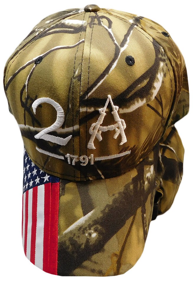 2A 2nd Amendment 1791 USA Flag On Bill Embroidered Camouflage Camo Cap ...