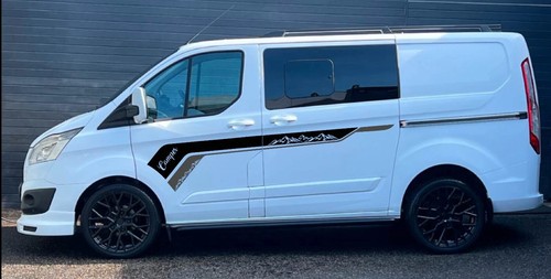 Fits Ford Transit Custom Graphics Side Stripe Decals Mountains Camper ...