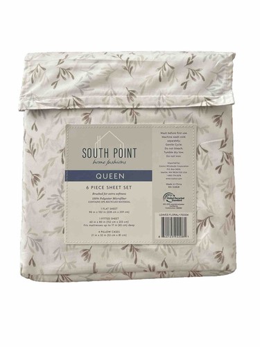 South Point Home Fashions Microfiber King 6 Piece Sheet Set Floral ...