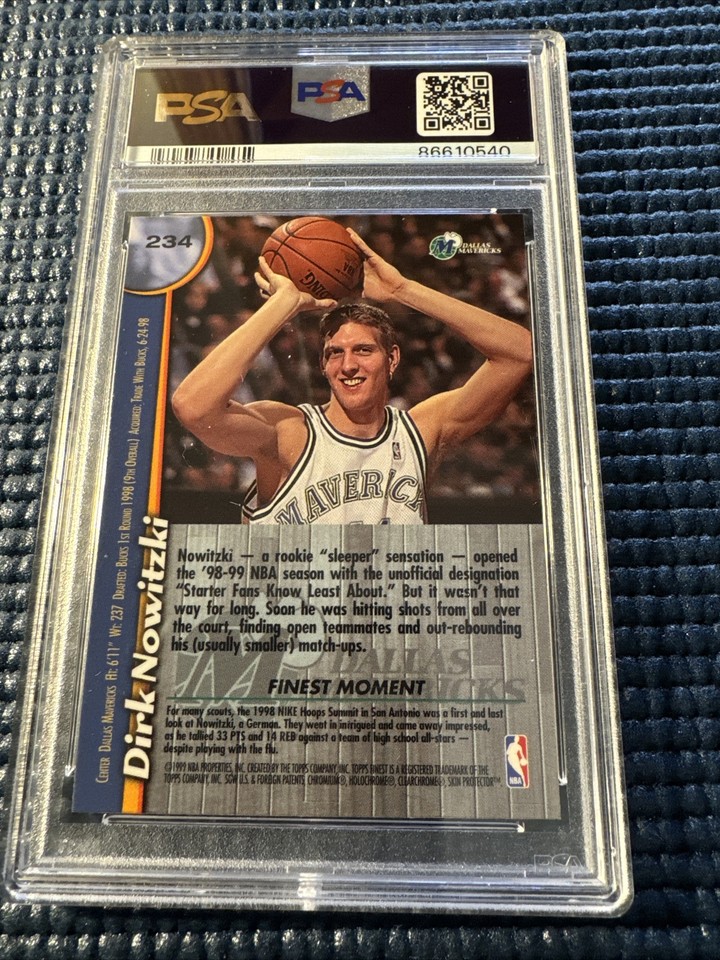 Dirk Nowitzki RC PSA 10 1998-99 Topps Finest Rookie Card #234 Dallas ...