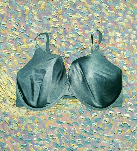SECRET TREASURES Green SATIN Full Coverage Bra 38DDD Underwire Lightly ...