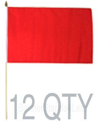 One Dozen (12 pcs) 12x18 RED STICK FLAG Hand Held Solid Color | eBay