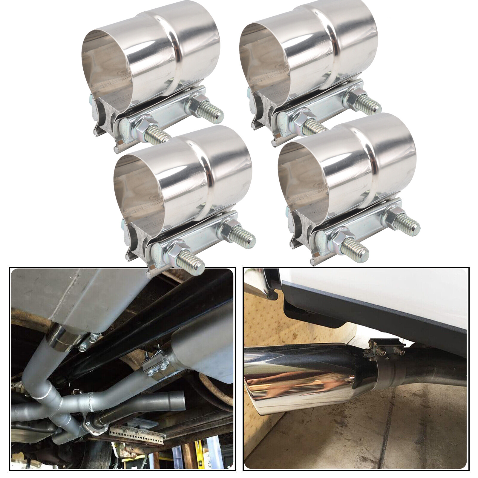 4PCS 2inch Stainless Exhaust Band Clamp Step Lap Joint for Catback ...
