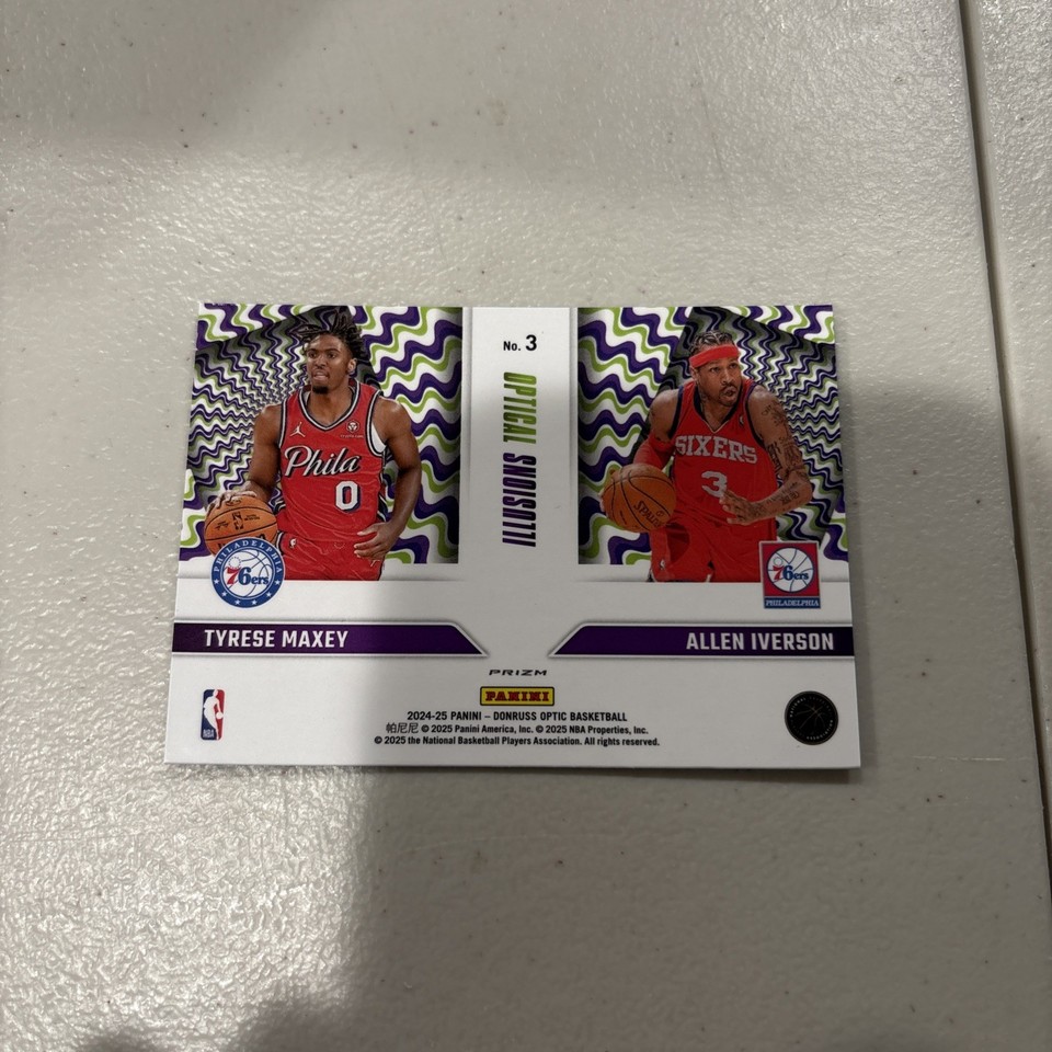 2024-25 Donruss Optic Optical Illusions Tyrese Maxey Allen Iverson #3 ...