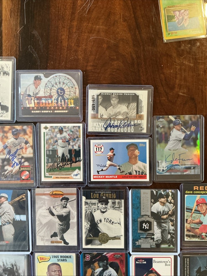 28 Vintage Basball Card Lot Mickey Mantle, Lou Gehrig, Sandy Koufax.. 5 ...