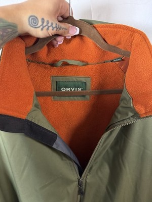 Orvis Olive Green Fleece-Lined Windbreaker Jacket Men’s Size XXL with ...