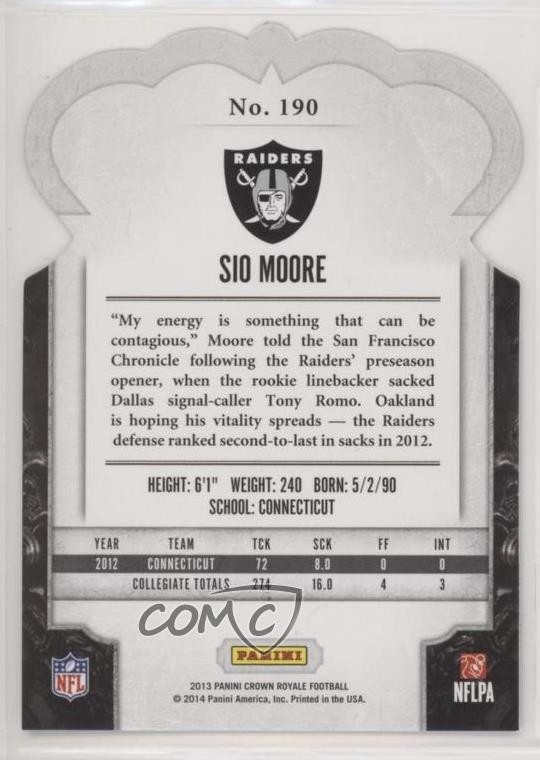 2013 Panini Crown Royale Retail Platinum Holo Die-Cut /5 Sio Moore ...