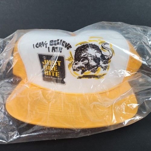 VTG 1980's Just One Bite Rat & Mouse Bait mesh trucker snapback hat ...