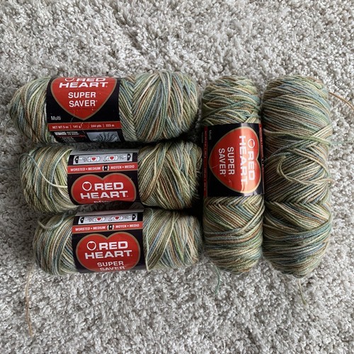 Red Heart Super Saver Multi Color Yarn Lot of 4 Skeins Aspen Print | eBay