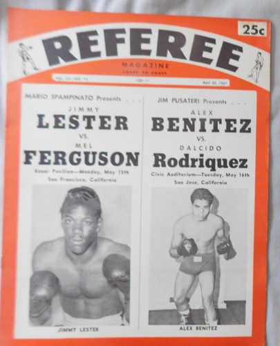 May 20 1967 Referee Magazine Program Jimmy Lester Alex Benitez George ...