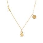 Woman 18K Gold Plated Stainless Steel Cute Bear Good Luck Disc Pendant ...