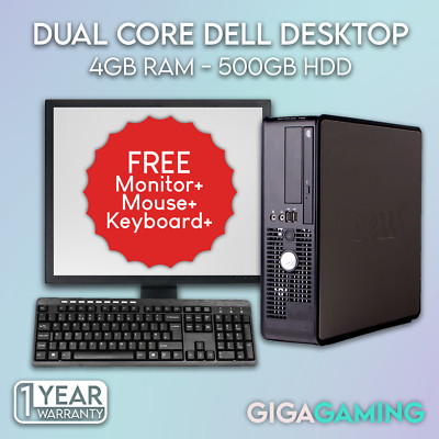 DELL Desktop PC Computer 19" Monitor Bundle with Windows 10 Dual Core ...