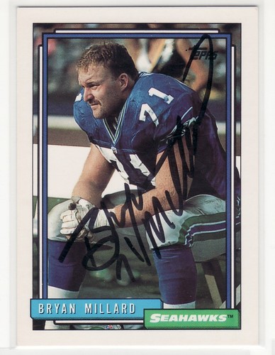 AUCTION BRYAN MILLARD SEATTLE SEAHAWKS 1992 TOPPS #484 AUTOGRAPHED CARD ...