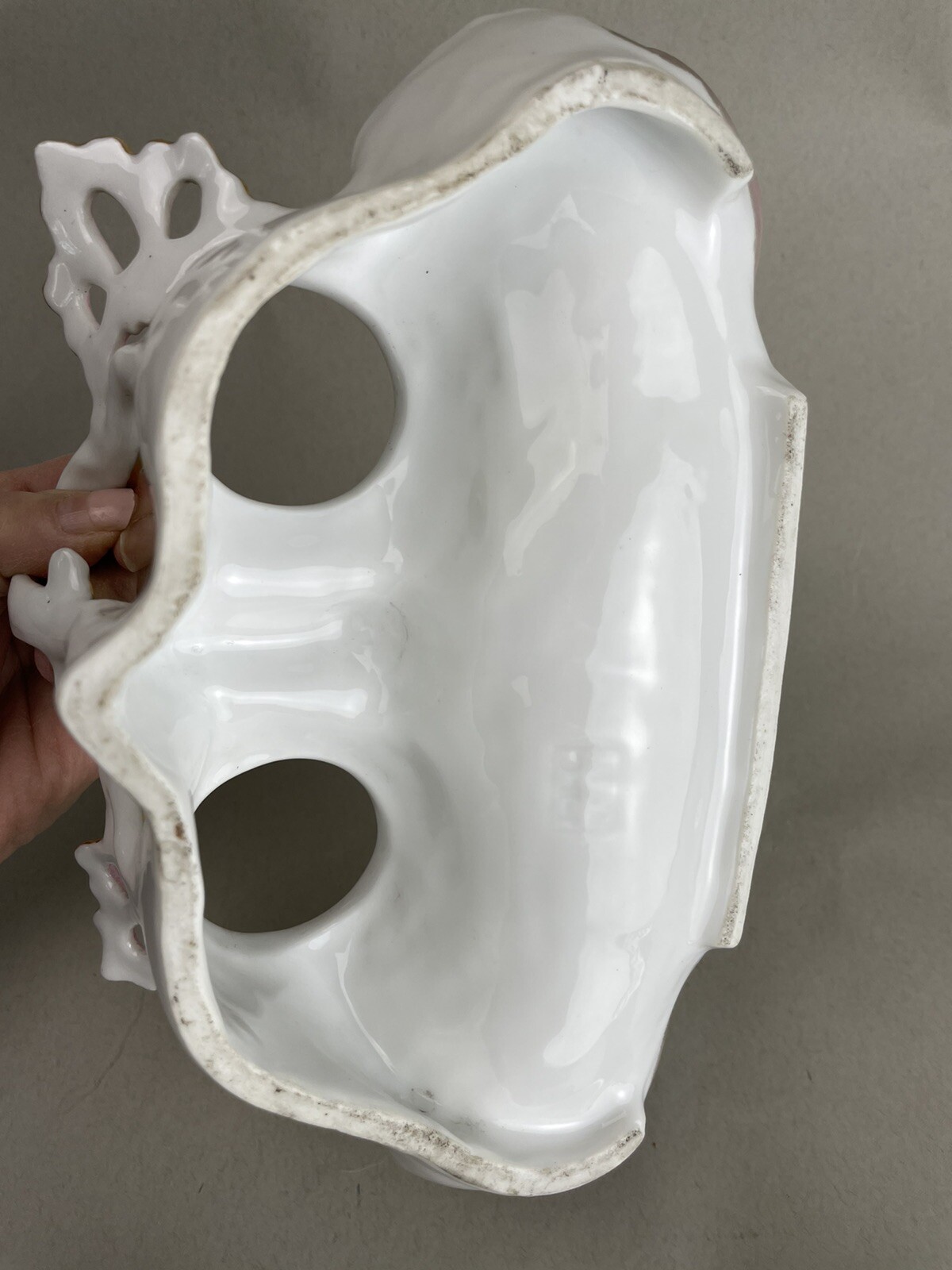 ANTIQUE Pink & Gold Hand painted Double Ink Well | eBay