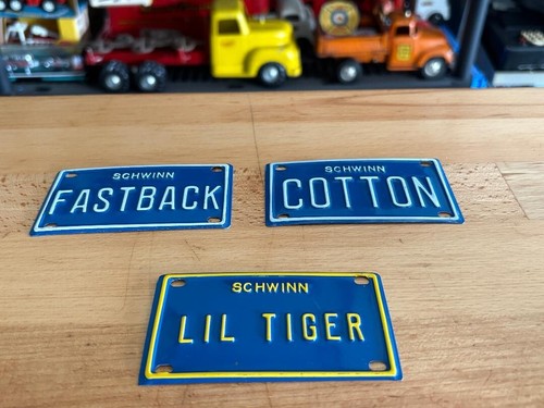 SCHWINN KRATE STINGRAY COTTON PICKER, FASTBACK, LIL TIGER BIKE LICENSE ...