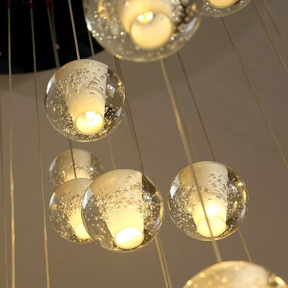 Modern G4 LED Bubble Crystal Round ball Ceiling Light Room Stair ...