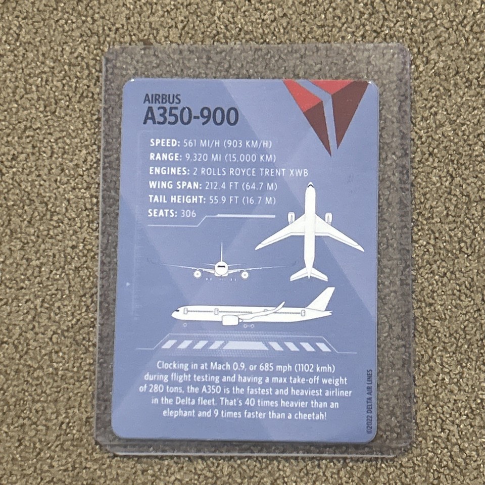 2022 Delta Air Lines Airbus A350-900 Aircraft Pilot Trading Card #60 ...