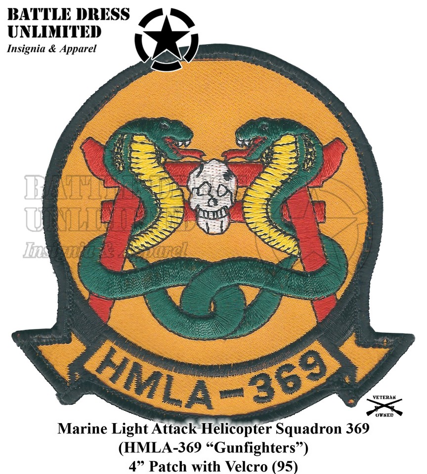 Light Attack Helicopter Squadron 369 Patch (HMLA-369 "Gunfighters" USMC ...