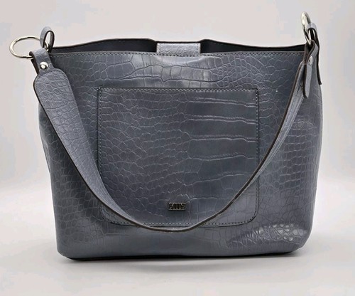 XIIX Collection Purse Satchel Gray Faux Croc Leather Shoulder Bag Phone ...