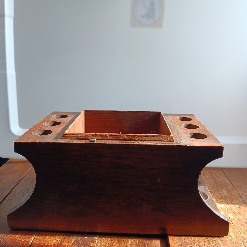 Vintage Small Pipe Stand With Small Humidor Space For Six Pipes | eBay