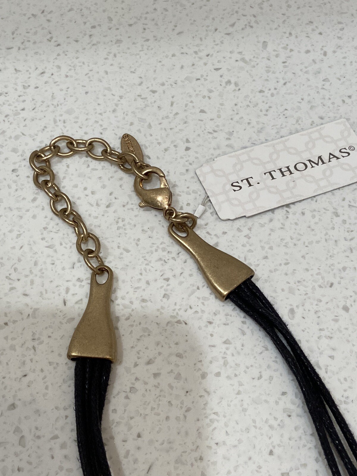 ST. THOMAS Gold & Silver Tone Rhinestone Beaded Multi Black Strand ...