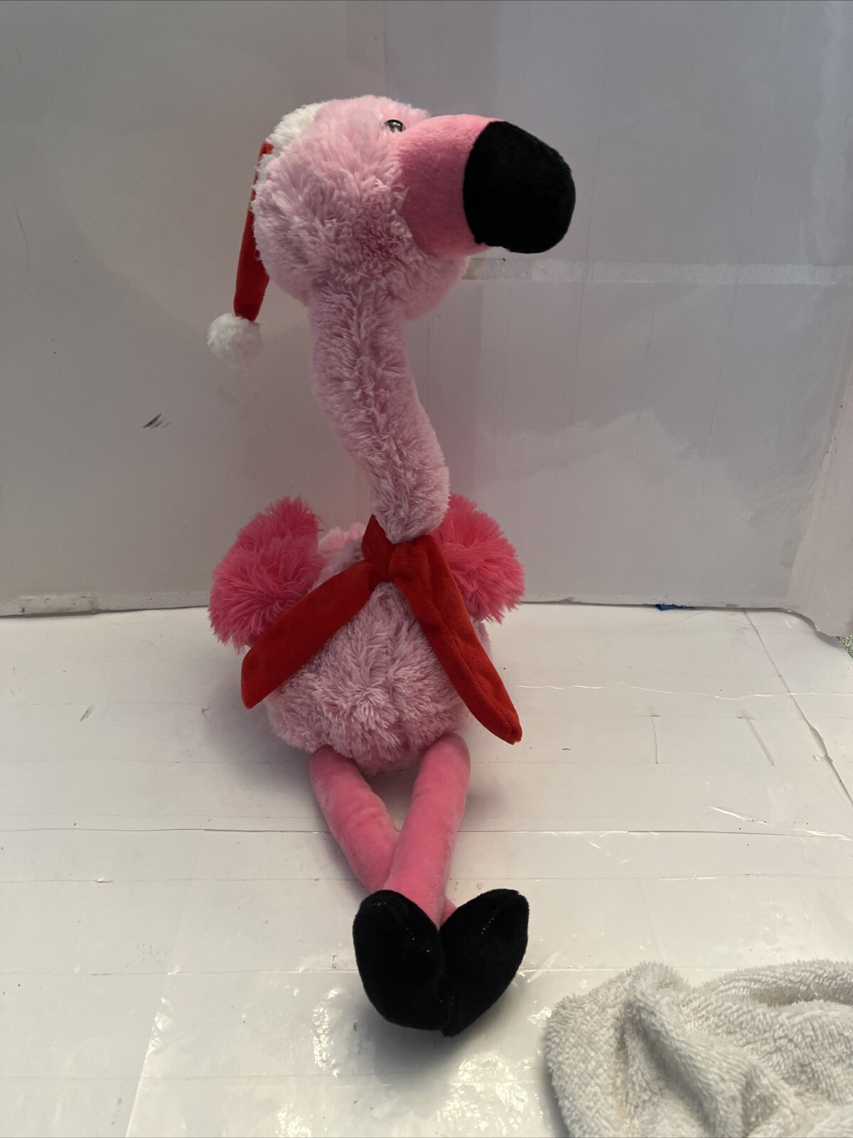 Dan Dee Pink Flamingo Dancing Santa Hat 14" Animated Plush jingle bells ...