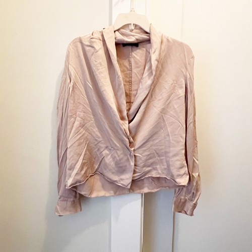 The Row Pink Snap Front Long Sleeve Blouse | eBay