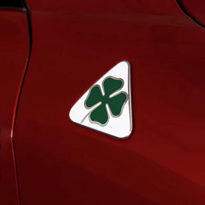 2pcs Alfa Romeo Silver Green Clover Side Fender Stickers Emblems Badges ...
