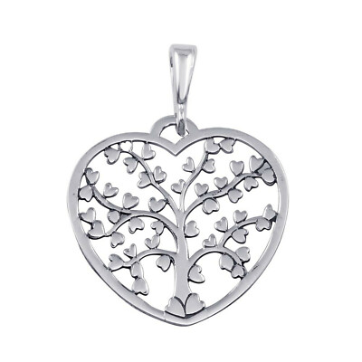 925 Sterling Silver Heart-Shaped Heart Tree Pendant | eBay